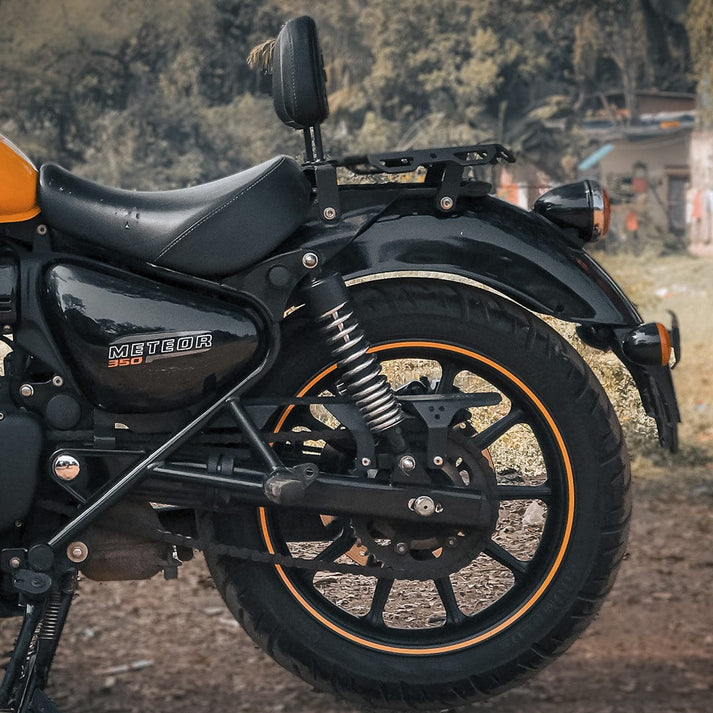 Pillion seat Luggage Rack with Rider BackRest Bracket For Meteor 350 by ...